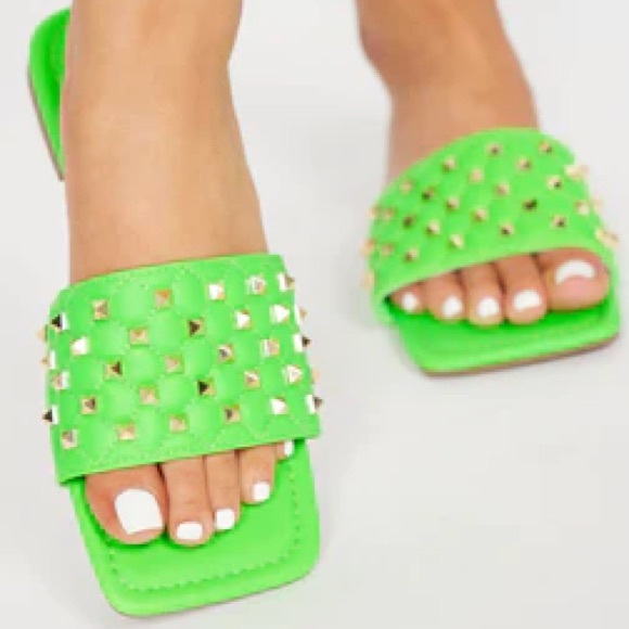 Shoes | Pixley Flat Sandals Neon Green | Poshmark